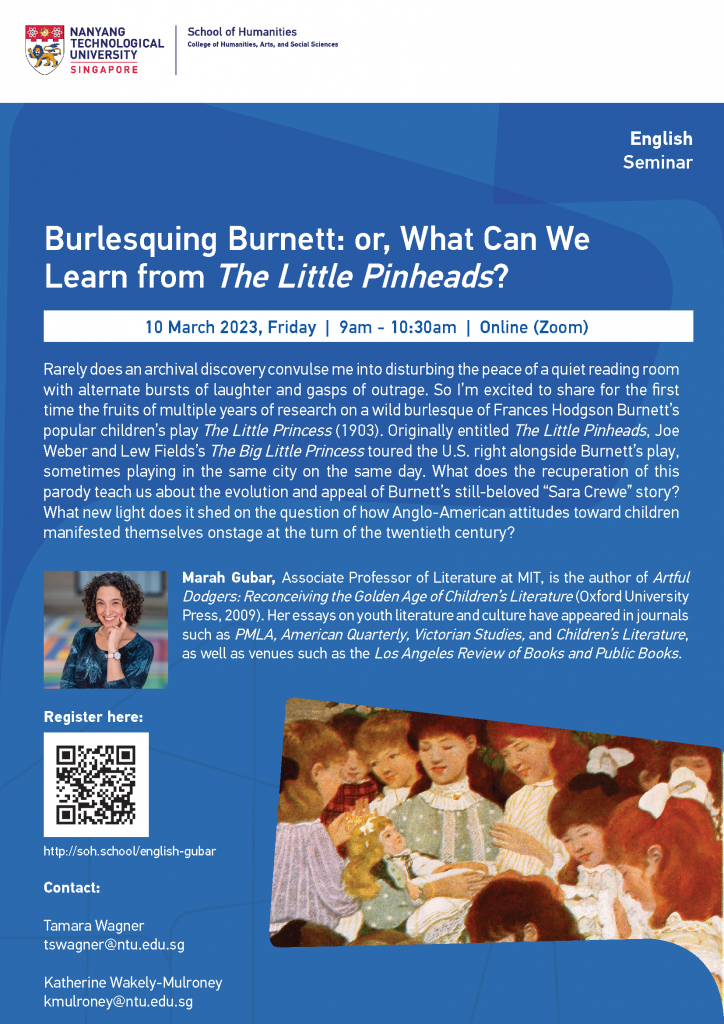 March 9th | Prof Marah Gubar presents “Burlesquing Burnett: or, What ...